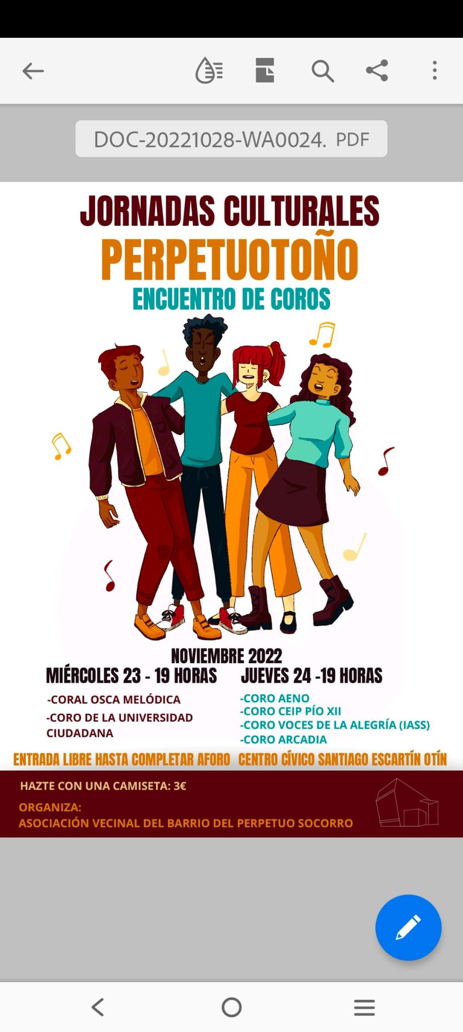 Primer encuentro de coros en el barrio del Perpetuo Socorro de Huesca